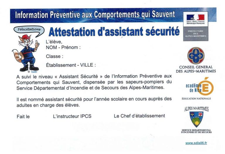 La formation des ASSEC (assistants sécurité) | Ecole Les Moulins