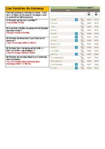 Correction Les horaires de Tramway | Ecole élémentaire Valbertrand